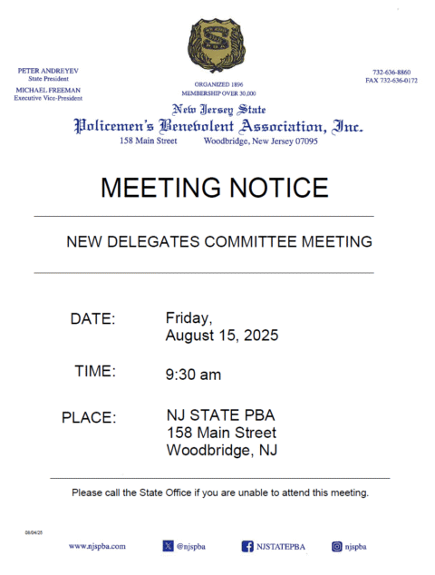 Invitation to the New Delegates Committee Meeting | NJSPBA
